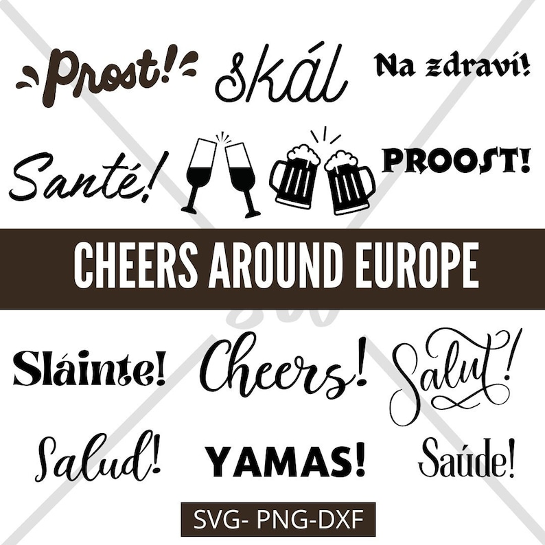 Cheers Sayings Around Europe SVG Bundle Cut File for Cricut, Silhouette ...