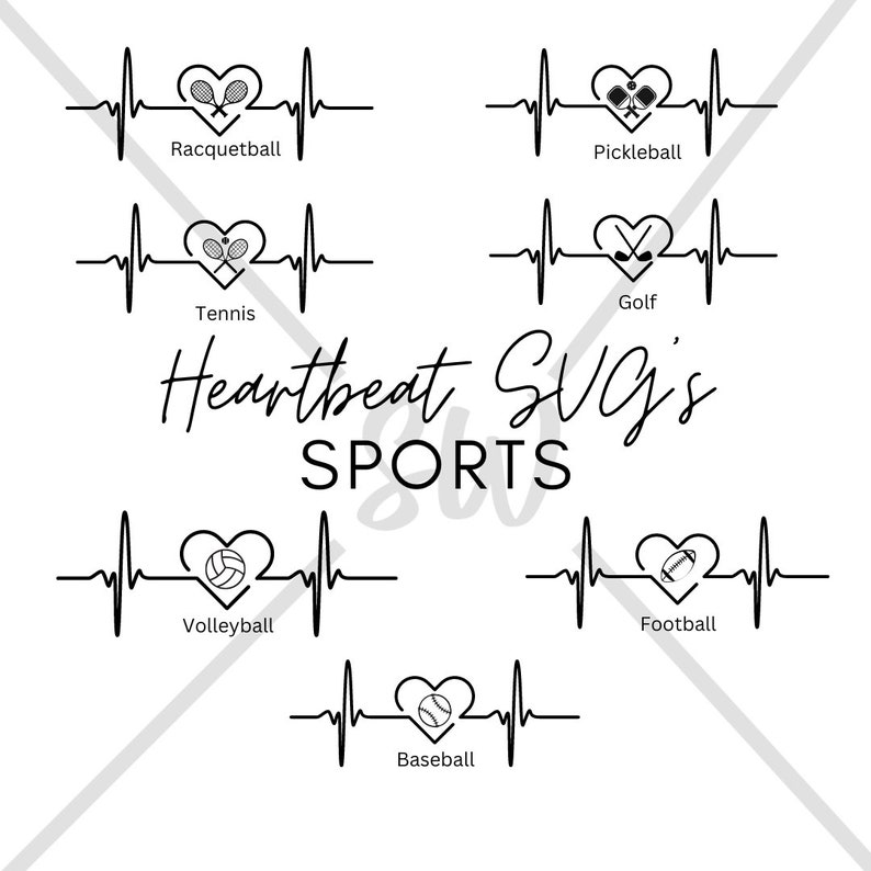 Heartbeat Sports Svg's - SVG Bundle Cut File for Cricut, Silhouette ...
