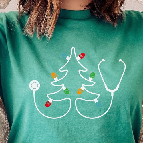 Christmas Tree Stethoscope Shirt Funny Doctor Christmas - Etsy