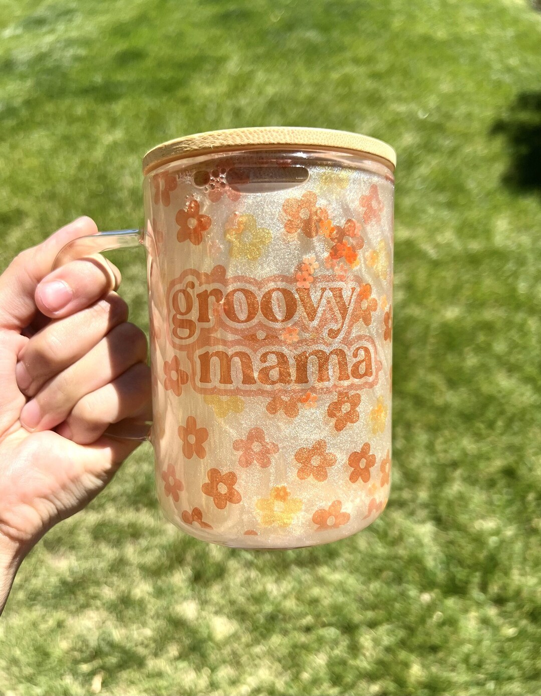 Groovy Mama 15oz Snowglobe Mug - Groovy Glass Tumbler - Etsy