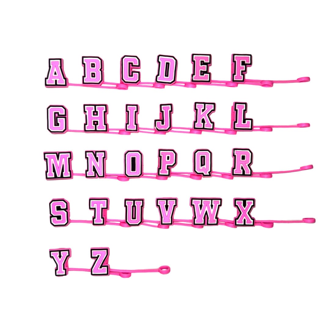 Pink Varsity Letter Straw Toppers - Etsy