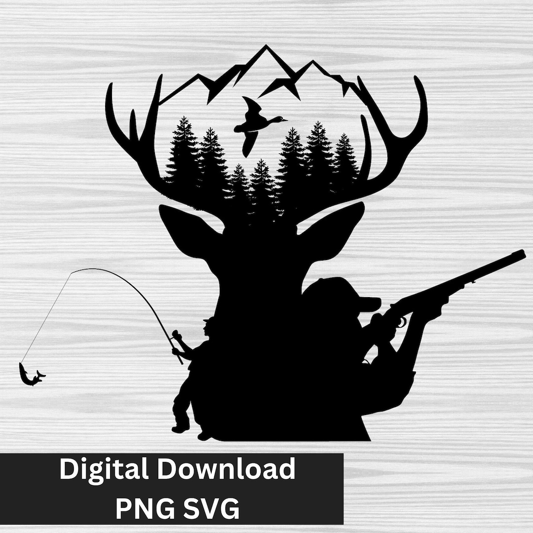 Deer Hunting Svg, Fishing Svg, Outdoor Scenery Svg, Deer Scene Svg ...