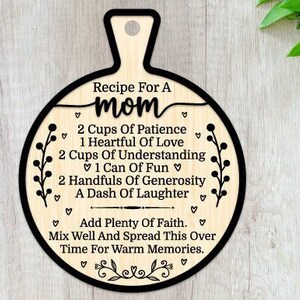 Mom's Recipes Cutting Board Svg File Recipe for Mom Birthday Sign Svg ...