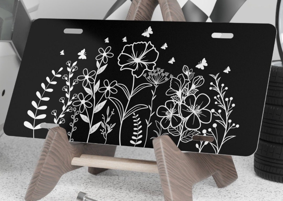 Hand Drawn Wildflowers License Plate, Wildflower Vanity Plate, Custom ...