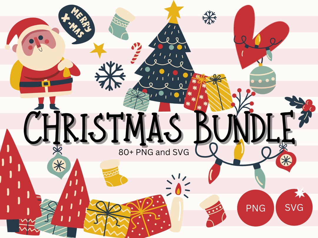 Christmas Clip Art Bundle - Festive Santa Holiday SVG and PNG Graphics ...