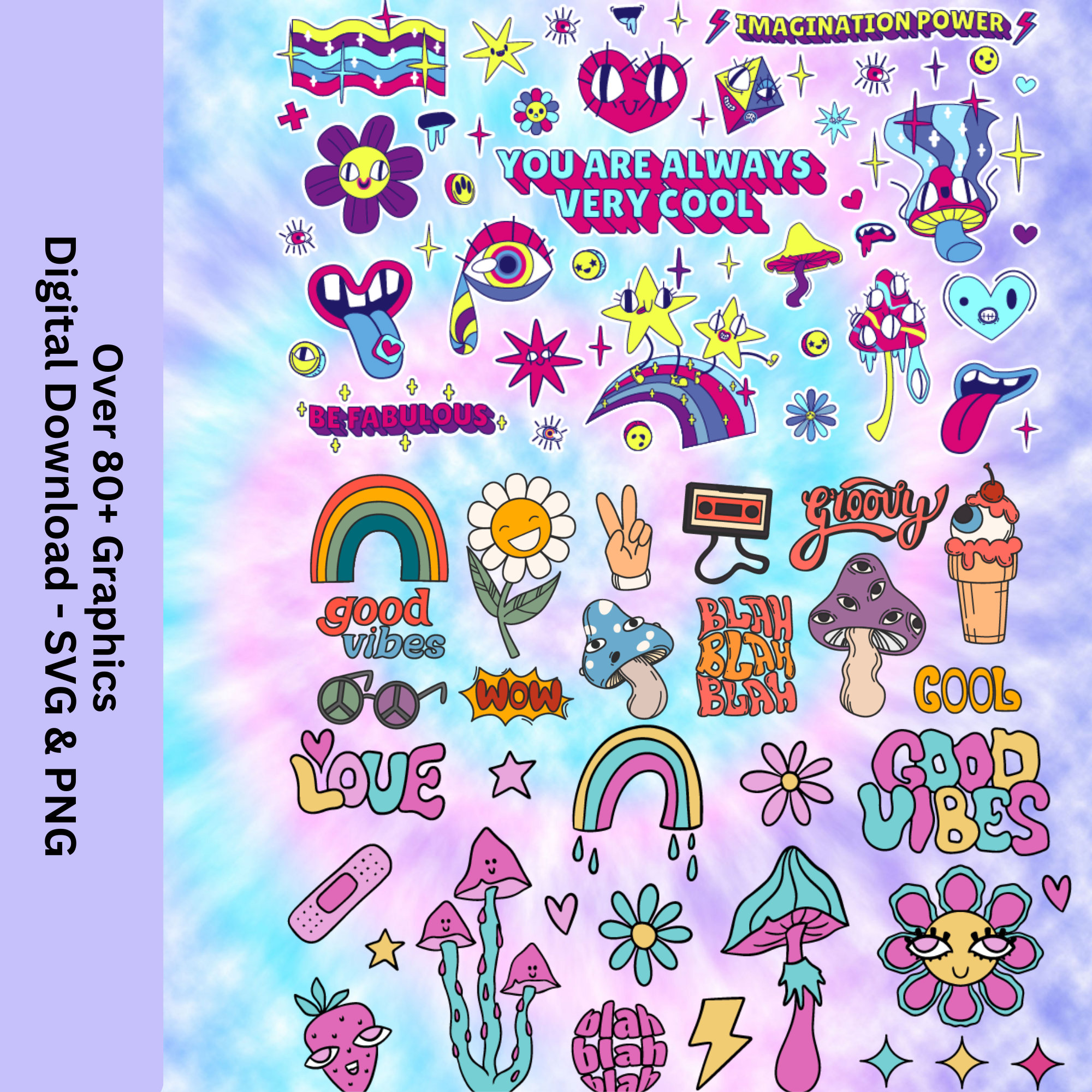 Trippy SVG Bundle SVG Files Hippie Svg Groovy Svg Trendy - Etsy