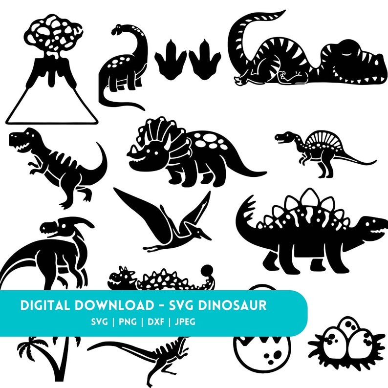 Cute Dinosaur Svg Bundle Dinosaur Clipart Png Dinosaur - Etsy