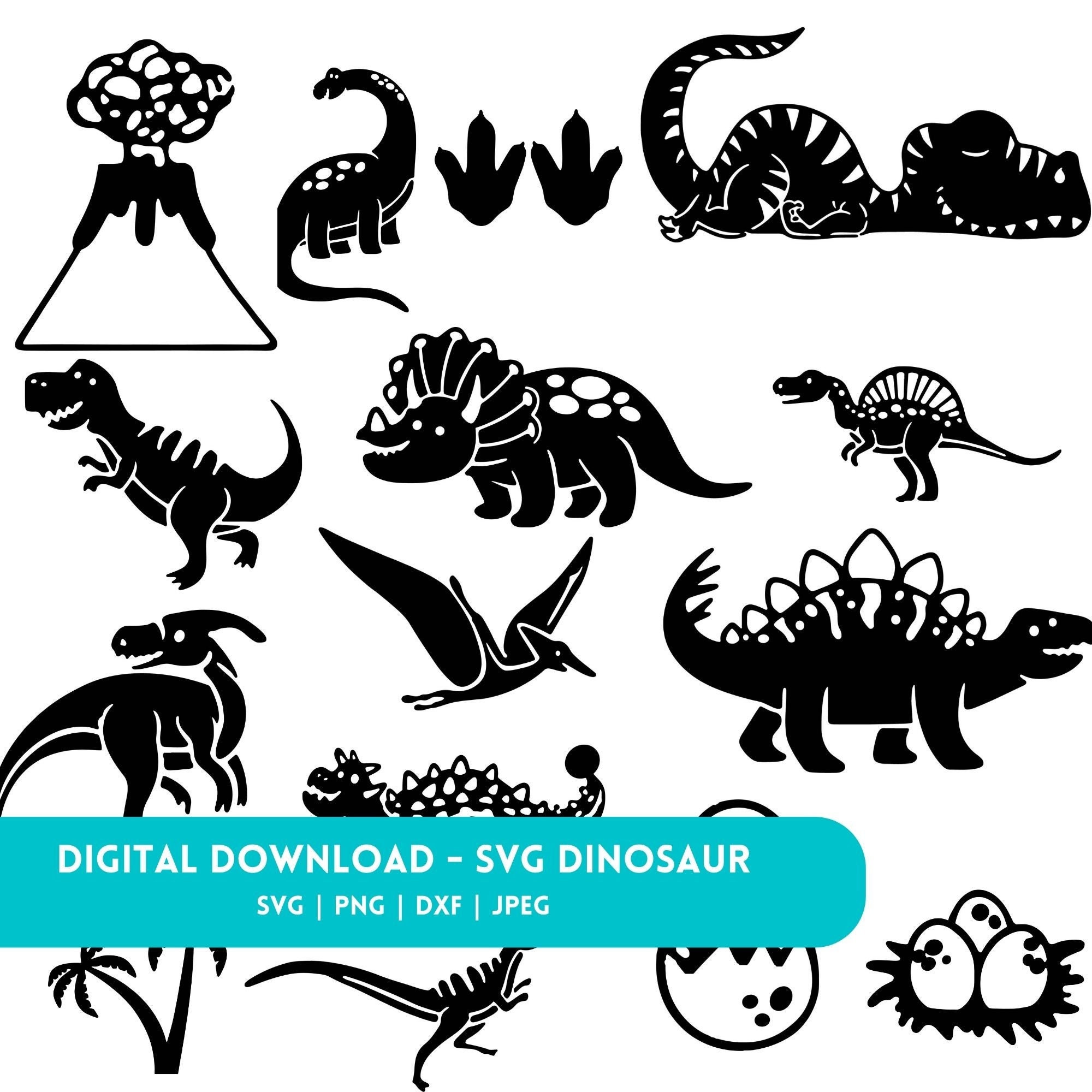 Paquete de svg de dinosaurio lindo / clipart de dinosaurio png ...