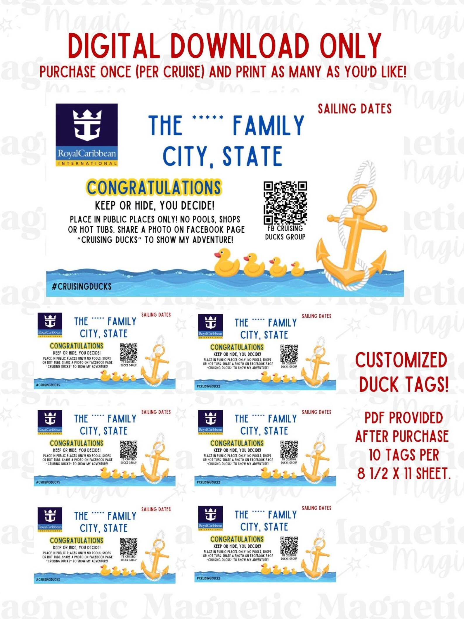 Customized Duck Tags | NOT an Instant Download | Ducks Tags ANY Cruise ...