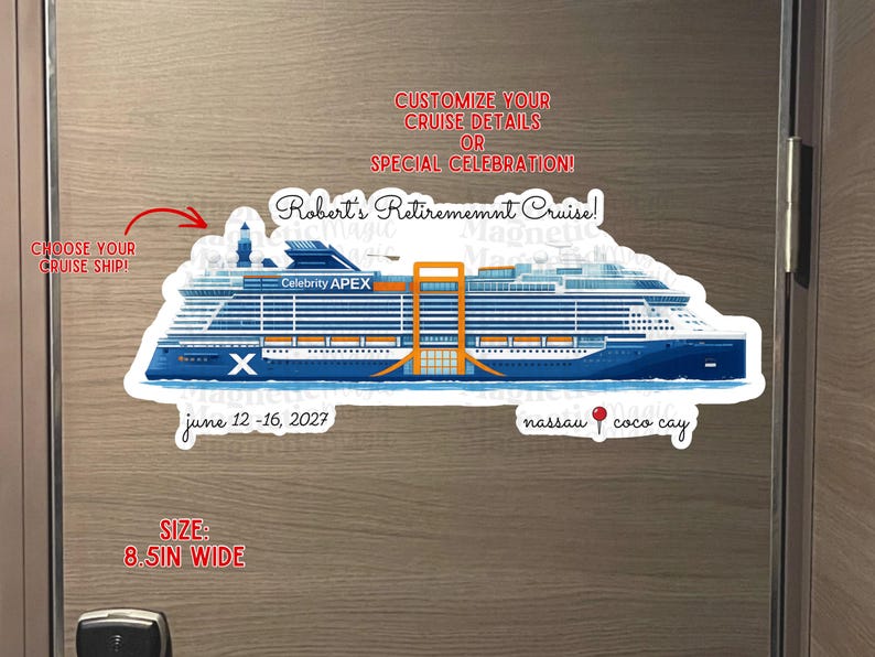 Custom Celebrity Cruise Ship Magnet| Personalized Cabin Decor| Fun ...