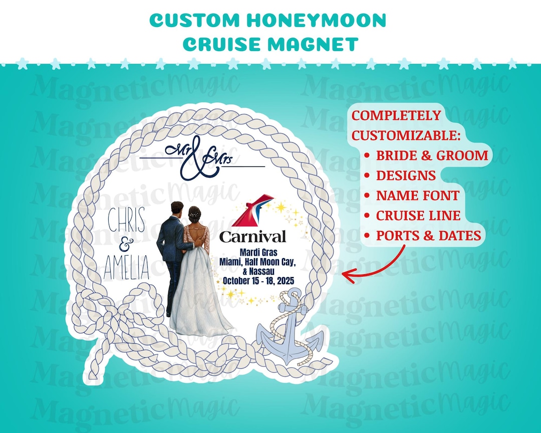 Personalized Honeymoon Cruise Magnet: Bride & Groom Cabin Decor - Etsy