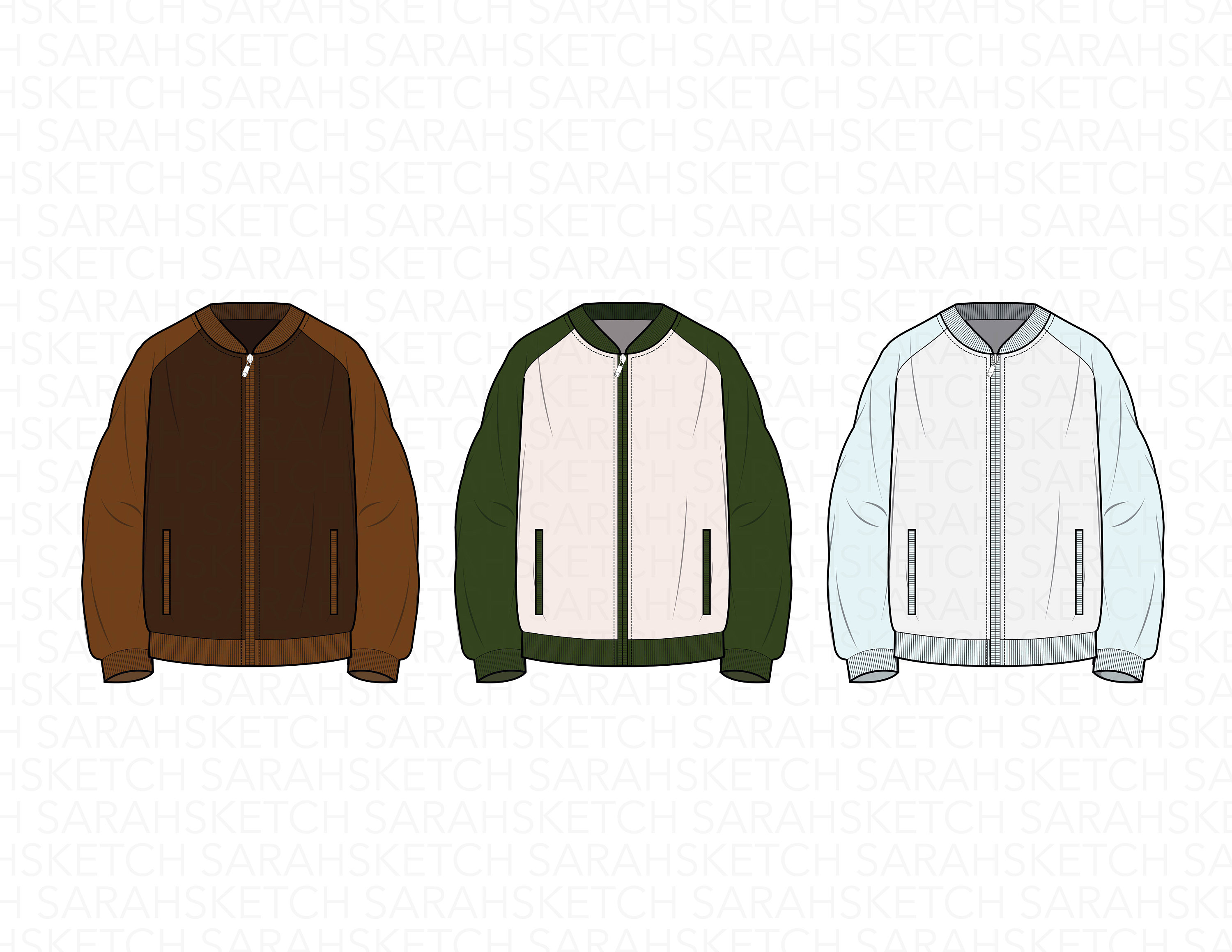 Baseball Jacket | Flat Sketch Technical Drawing | AI Vector, JPEG, PDF ...