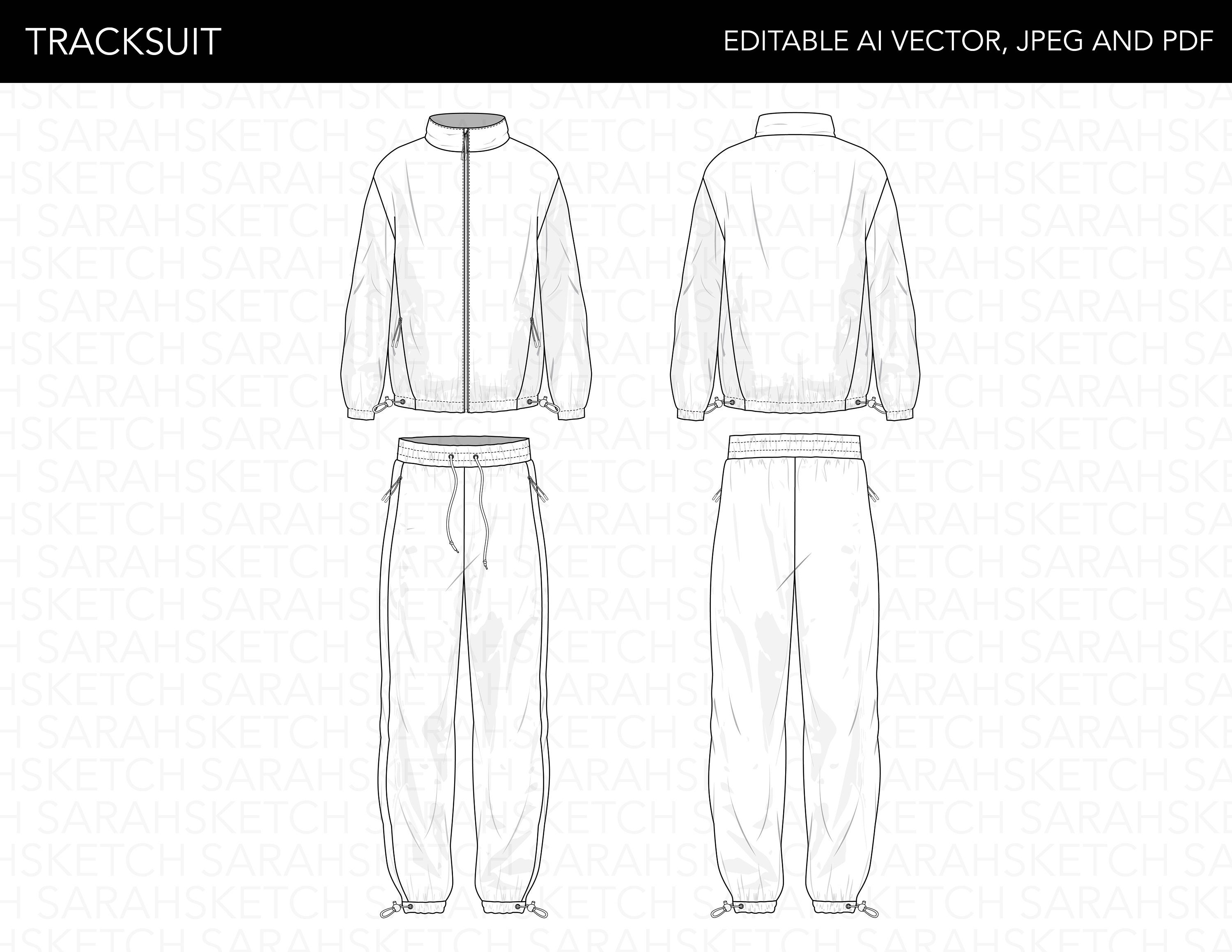 Tracksuit | Flat Sketch Technical Drawing | AI Vector, JPEG, PDF - Etsy