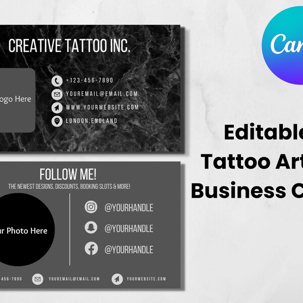 Tattoo Artist Business Card - Etsy