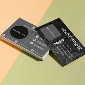 Tattoo Artist Business Card, Editable Canva Template, Tattoo Artist ...