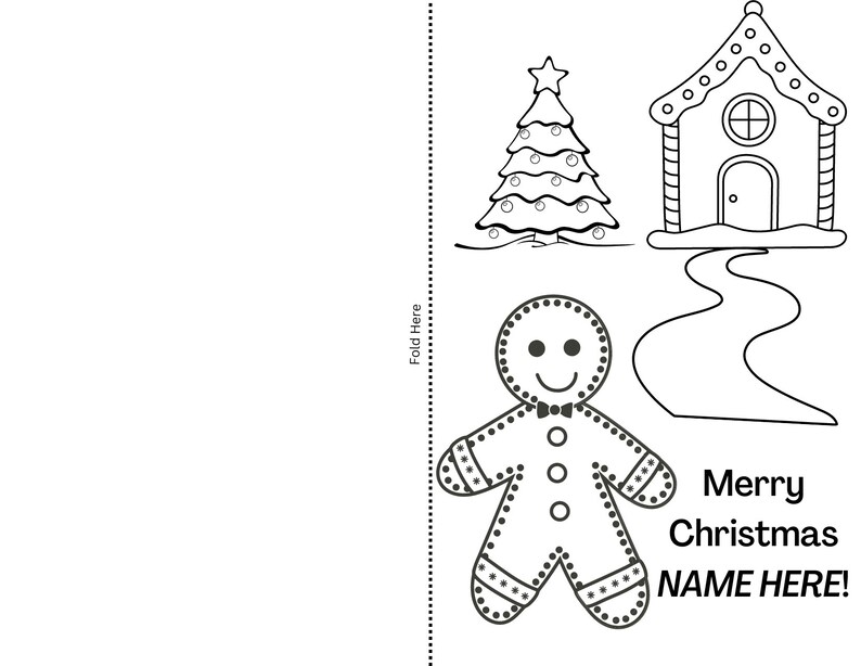 Printable Christmas Coloring Card, Customizable Card, Merry Christmas ...