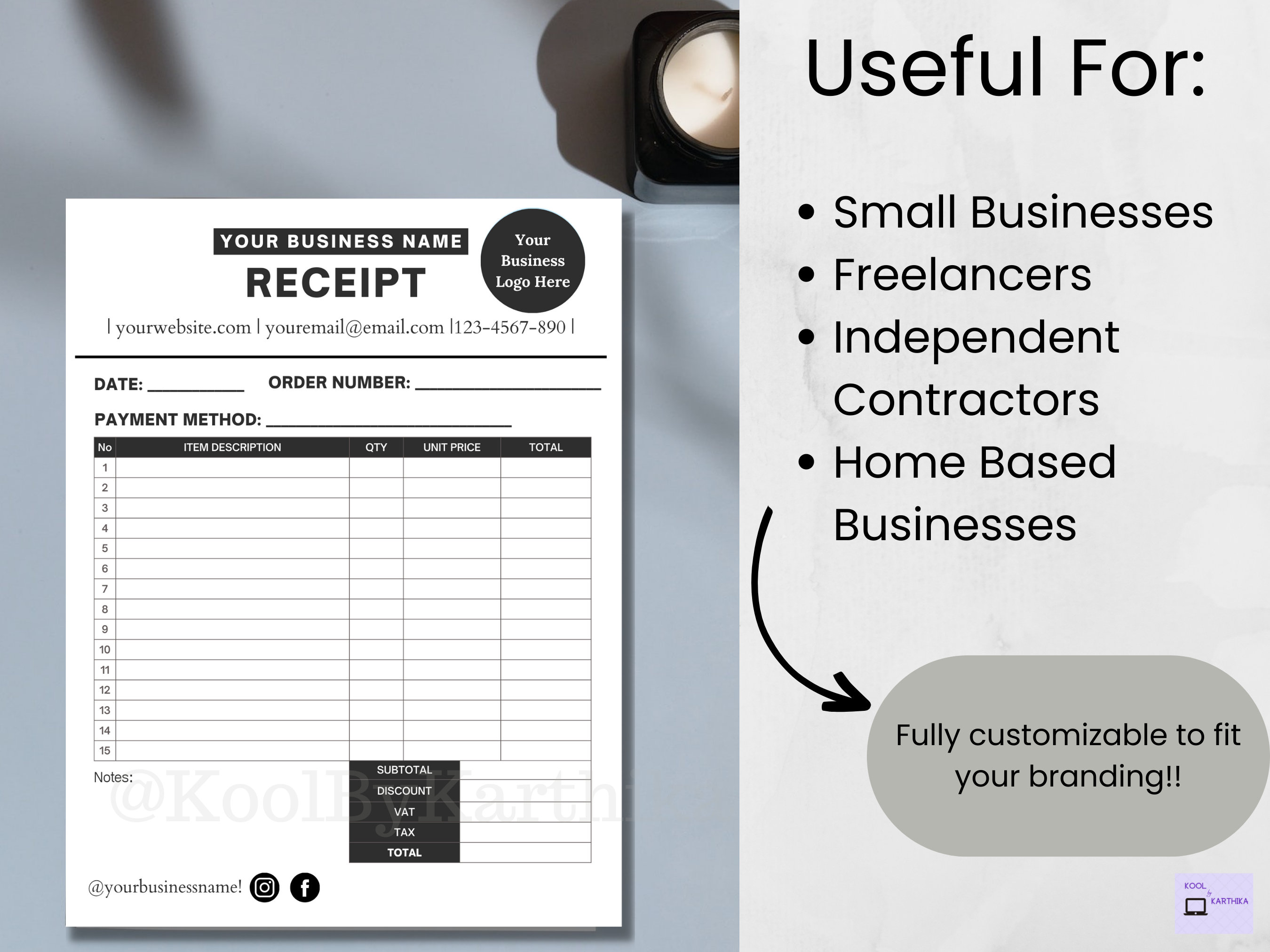 Small Business Receipt Template, Receipt Template, Small Business ...