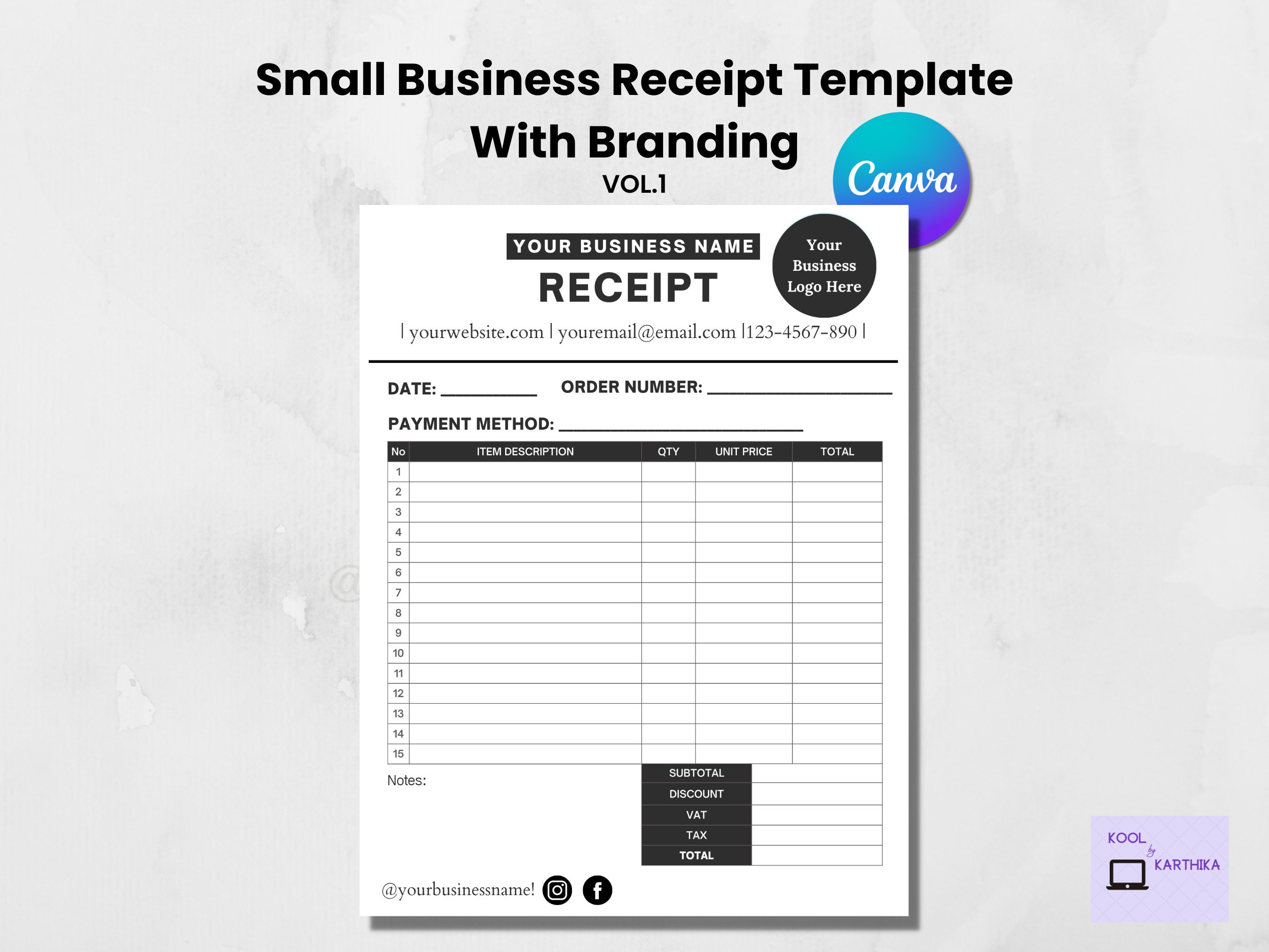 Small Business Receipt Template, Receipt Template, Small Business ...