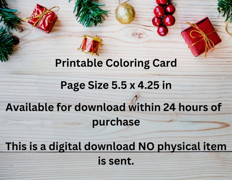 Printable Christmas Coloring Card, Customizable Card, Merry Christmas ...