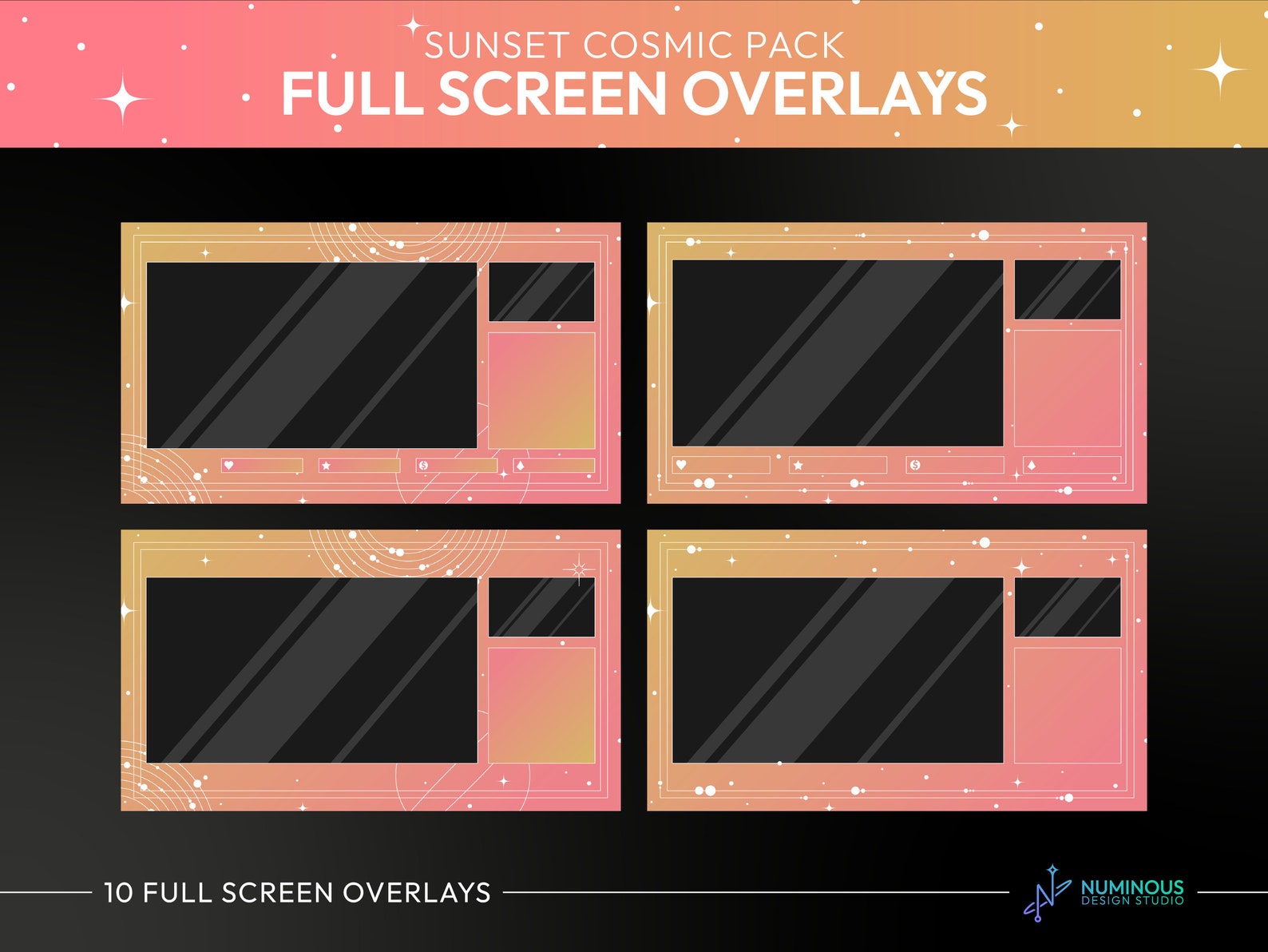 Sunset Cosmic Animated Twitch Stream Overlay Package| Screens, Alerts ...