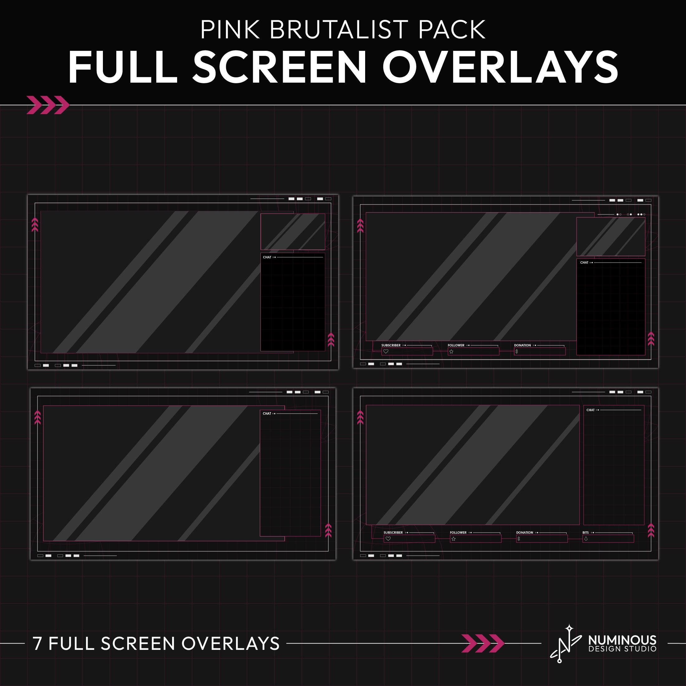 Pink Brutalist Animated Twitch Stream Overlay Package | Screens, Alerts ...
