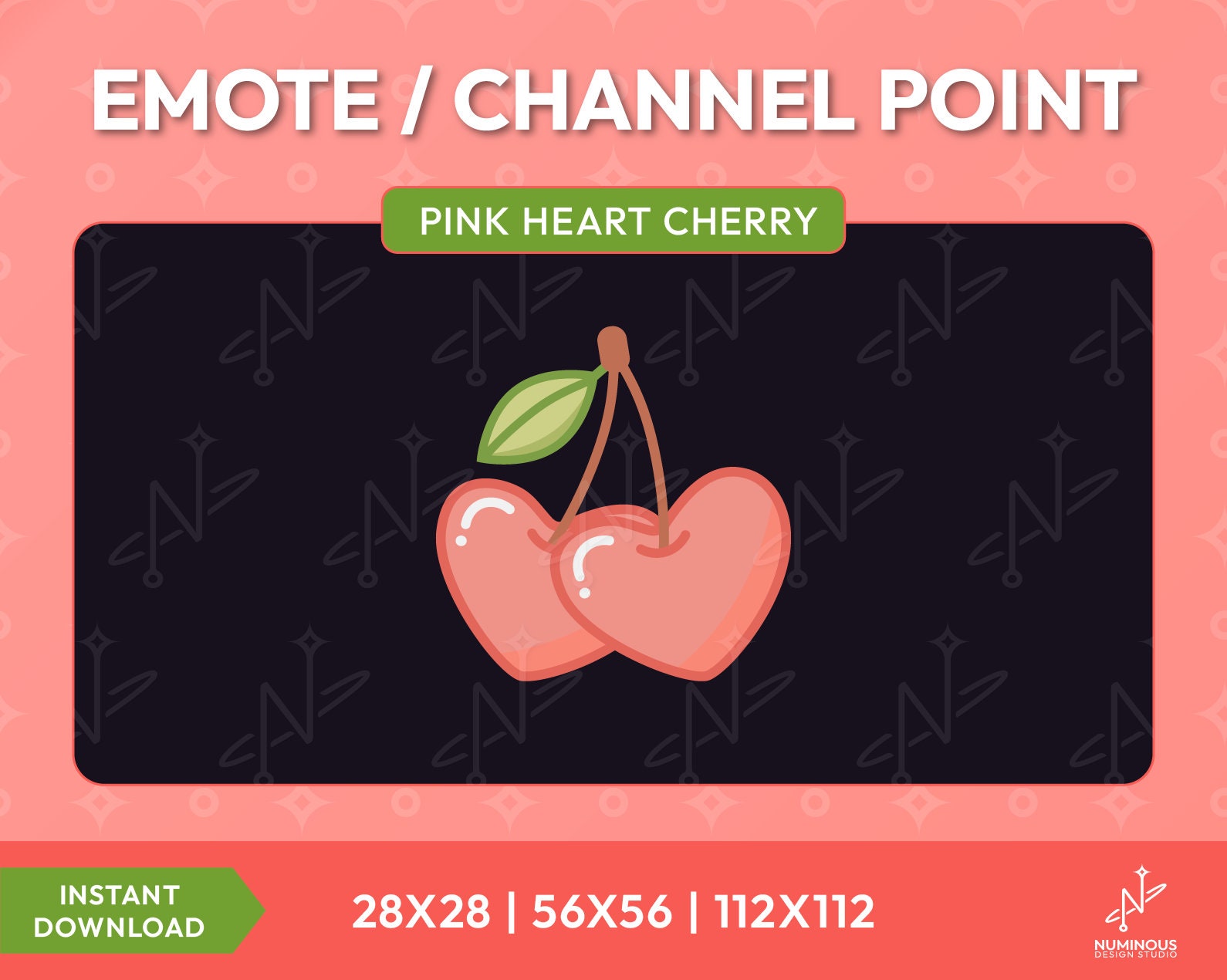 Twitch Pink Heart Cherry Emote Channel Points / Stream Graphics Cherry ...