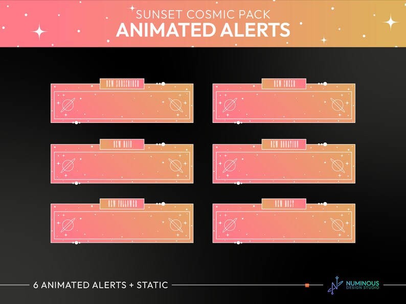 Sunset Cosmic Animated Twitch Stream Overlay Package| Screens, Alerts ...