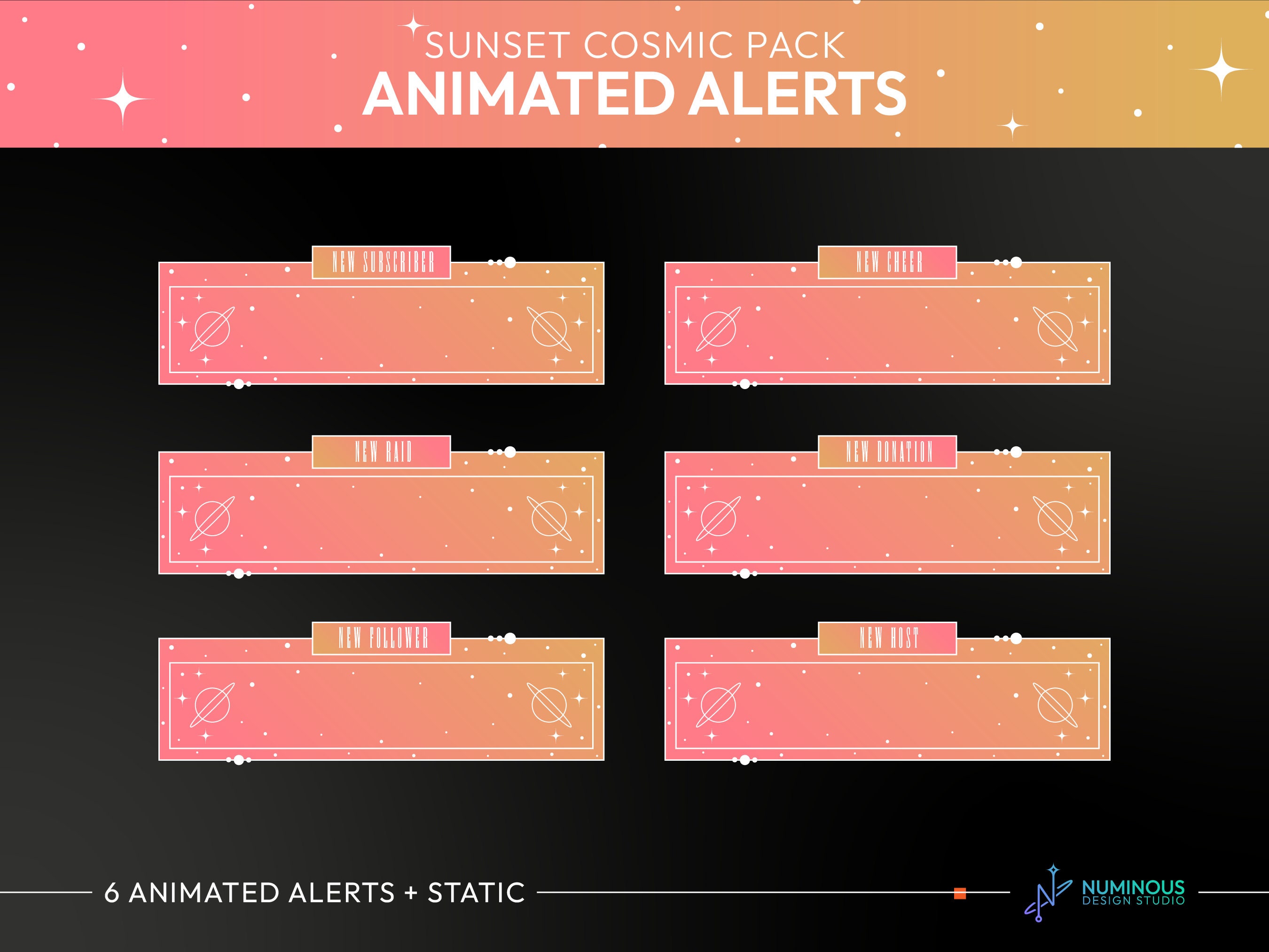 Sunset Cosmic Animated Twitch Stream Overlay Package| Screens, Alerts ...