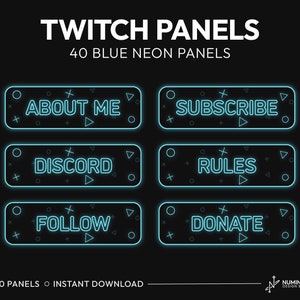 Blue Neon Twitch Panels | 40 Panels | Stream Panel / Neon Panel ...