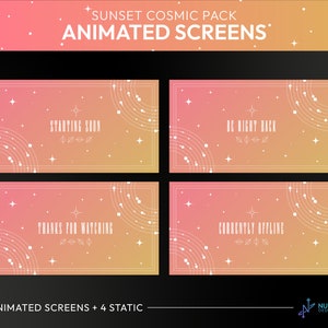 Sunset Cosmic Animated Twitch Stream Overlay Package| Screens, Alerts ...