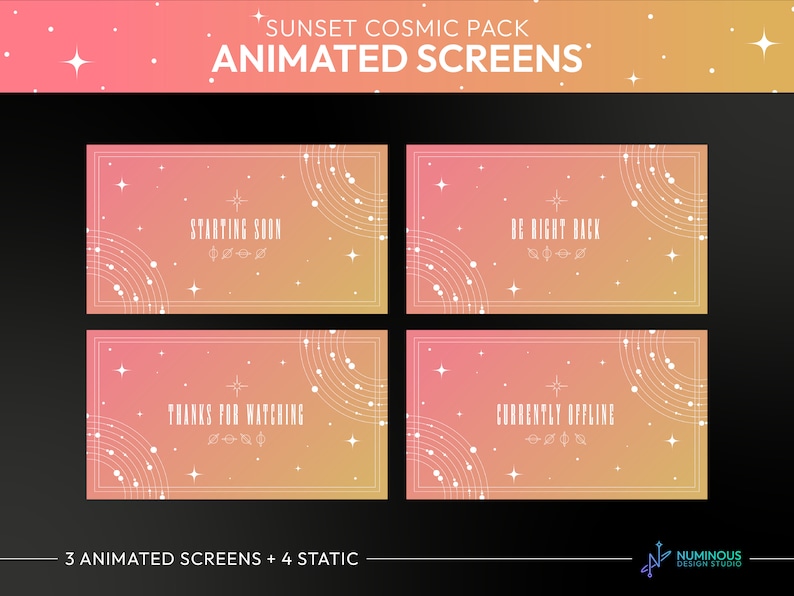 Sunset Cosmic Animated Twitch Stream Overlay Package| Screens, Alerts ...