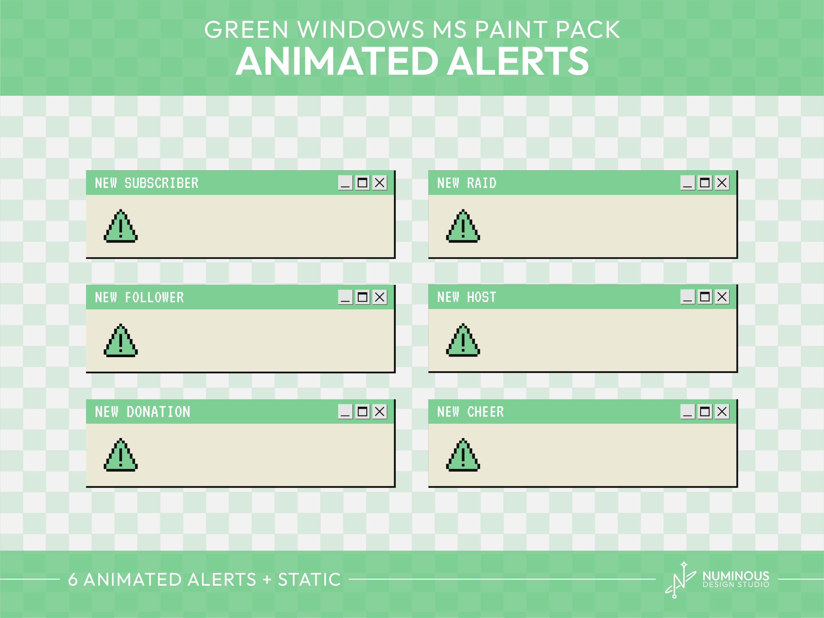 Animated Green Windows MS Paint Twitch Stream Overlay Package Screens ...