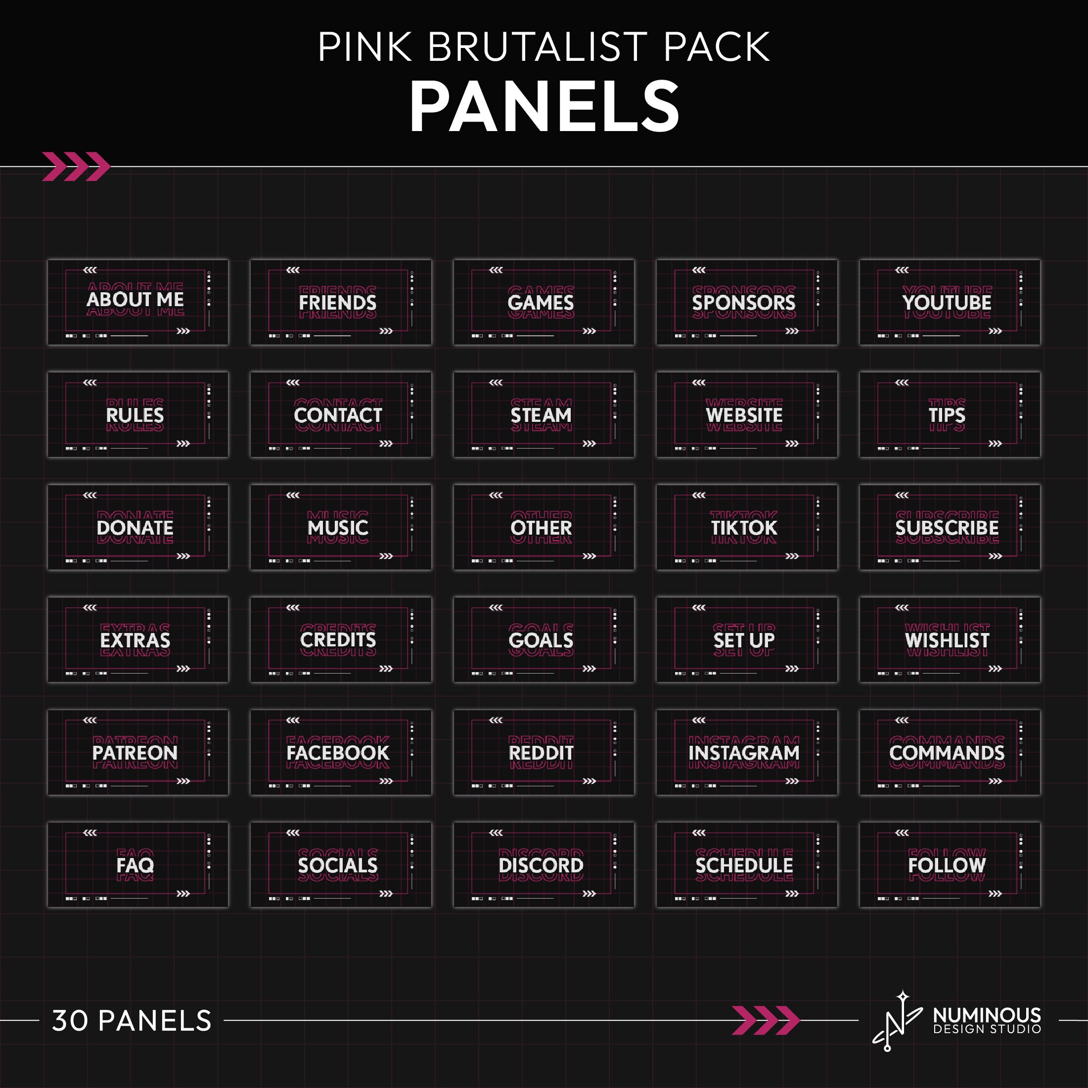 Pink Brutalist Animated Twitch Stream Overlay Package | Screens, Alerts ...