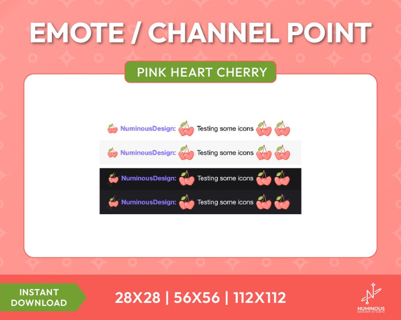 Twitch Pink Heart Cherry Emote Channel Points / Stream Graphics Cherry ...