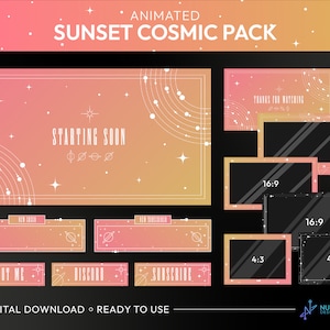Sunset Cosmic Animated Twitch Stream Overlay Package| Screens, Alerts ...