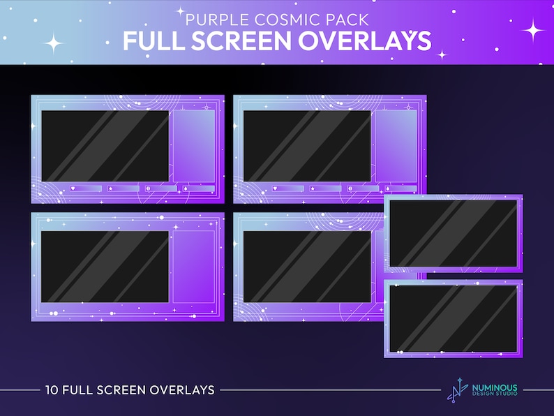 Purple Cosmic Animated Twitch Stream Overlay Package | Screens, Alerts ...