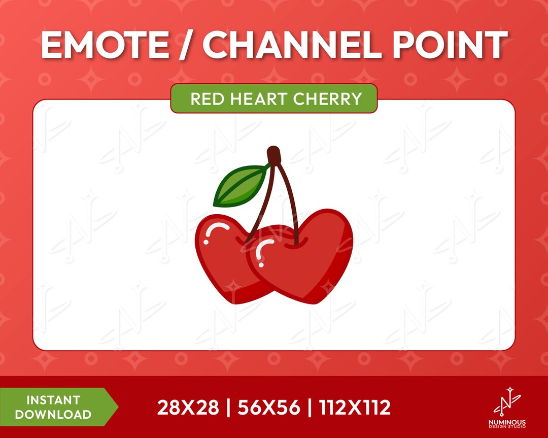 Twitch Red Heart Cherry Emote Channel Points / Stream Graphics Cherry ...