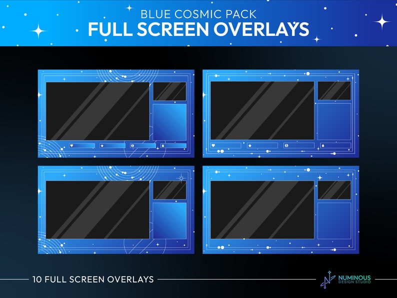 Blue Cosmic Animated Twitch Stream Overlay Package | Screens, Alerts ...