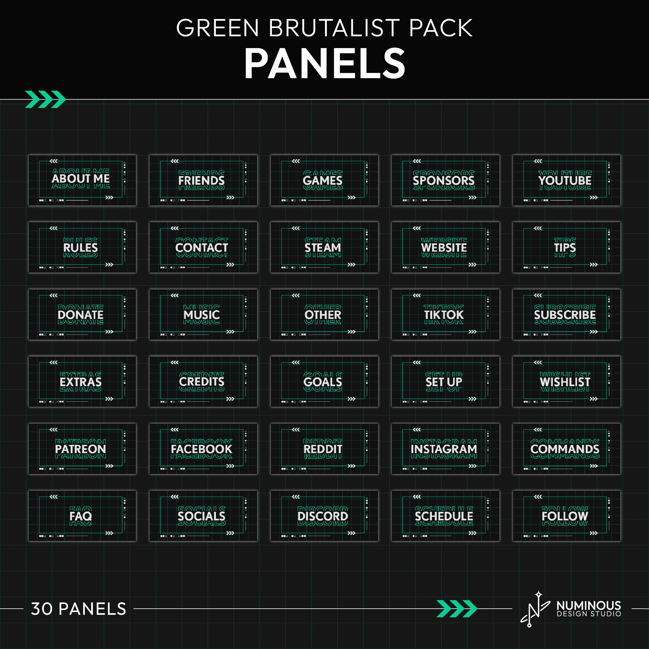 Green Brutalist Animated Twitch Stream Overlay Package | Screens ...