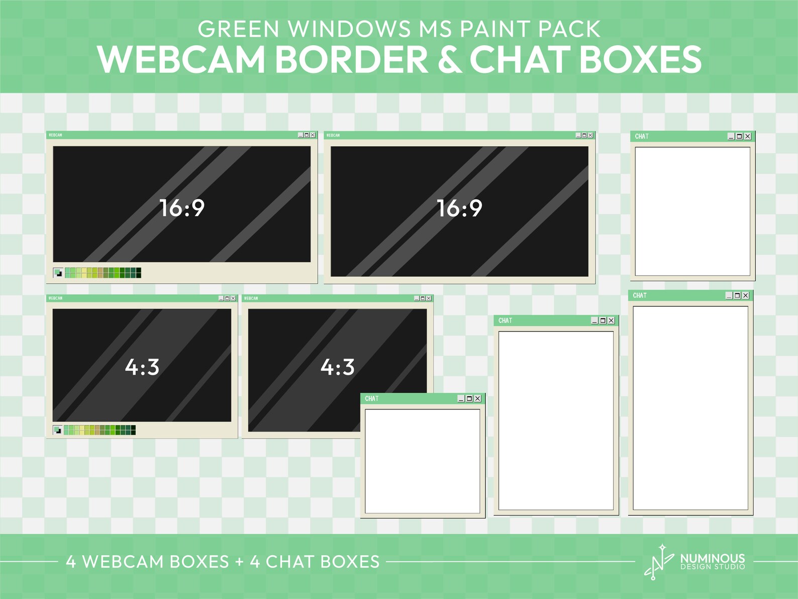 Animated Green Windows MS Paint Twitch Stream Overlay Package Screens ...