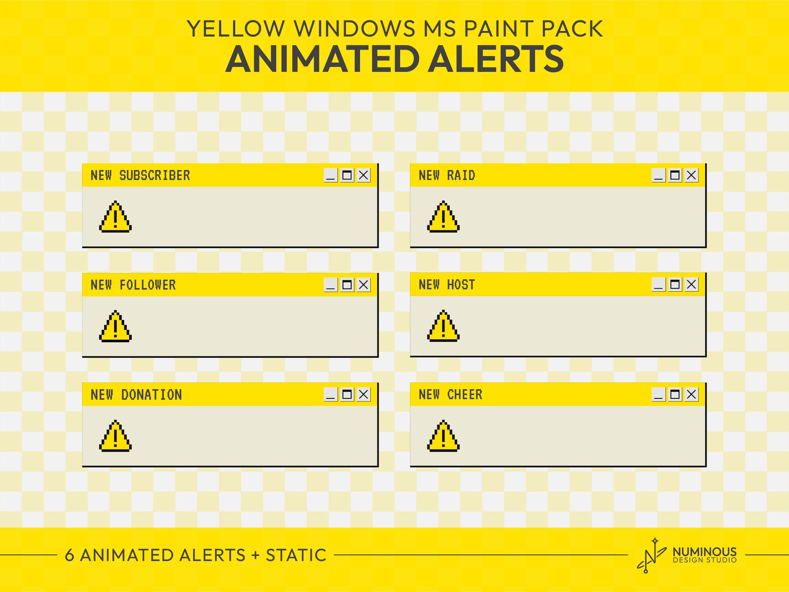 Animated Yellow Windows MS Paint Twitch Stream Overlay Package ...