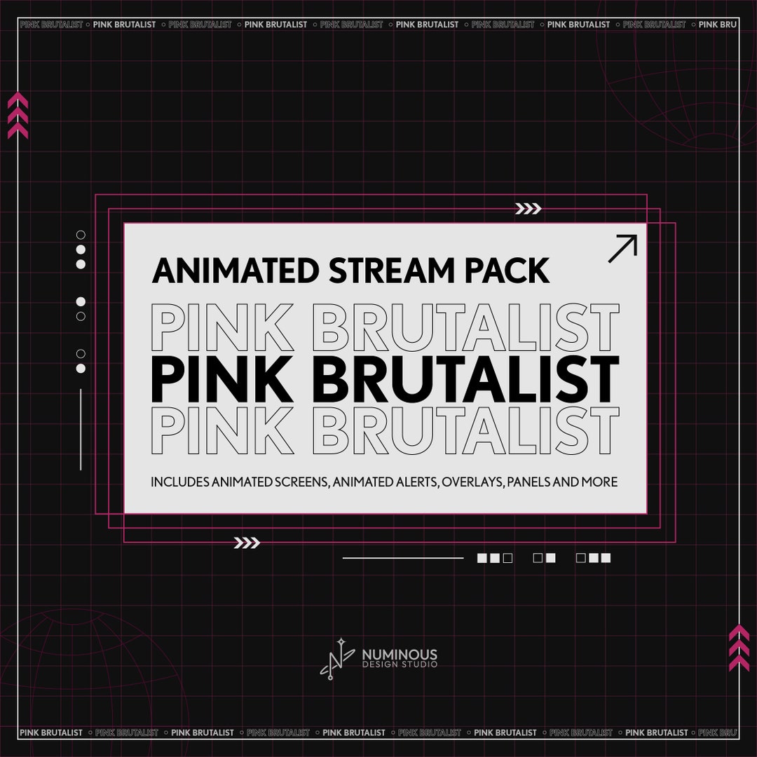 Pink Brutalist Animated Twitch Stream Overlay Package | Screens, Alerts ...