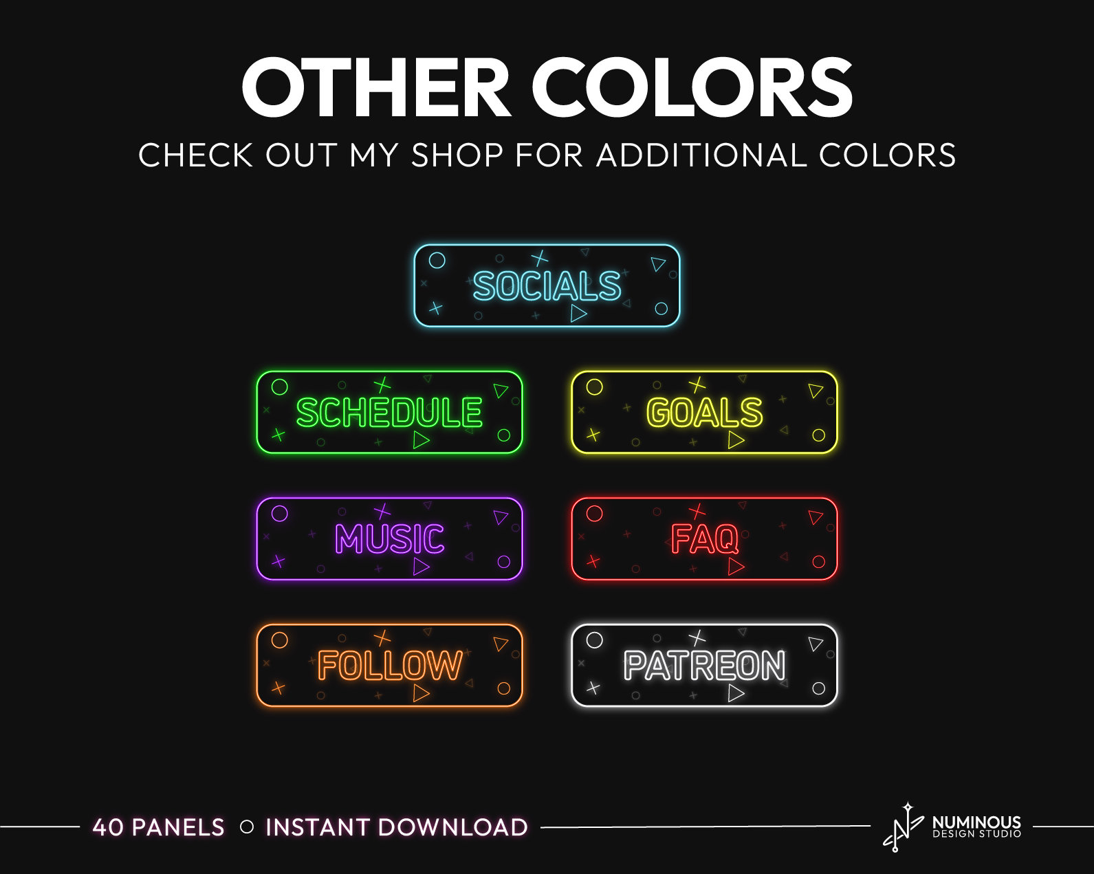 Pink Neon Twitch Panels | 40 Panels | Stream Panel / Neon Panel ...