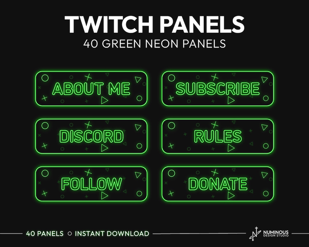 Green Neon Twitch Panels | 40 Panels | Stream Panel / Neon Panel ...
