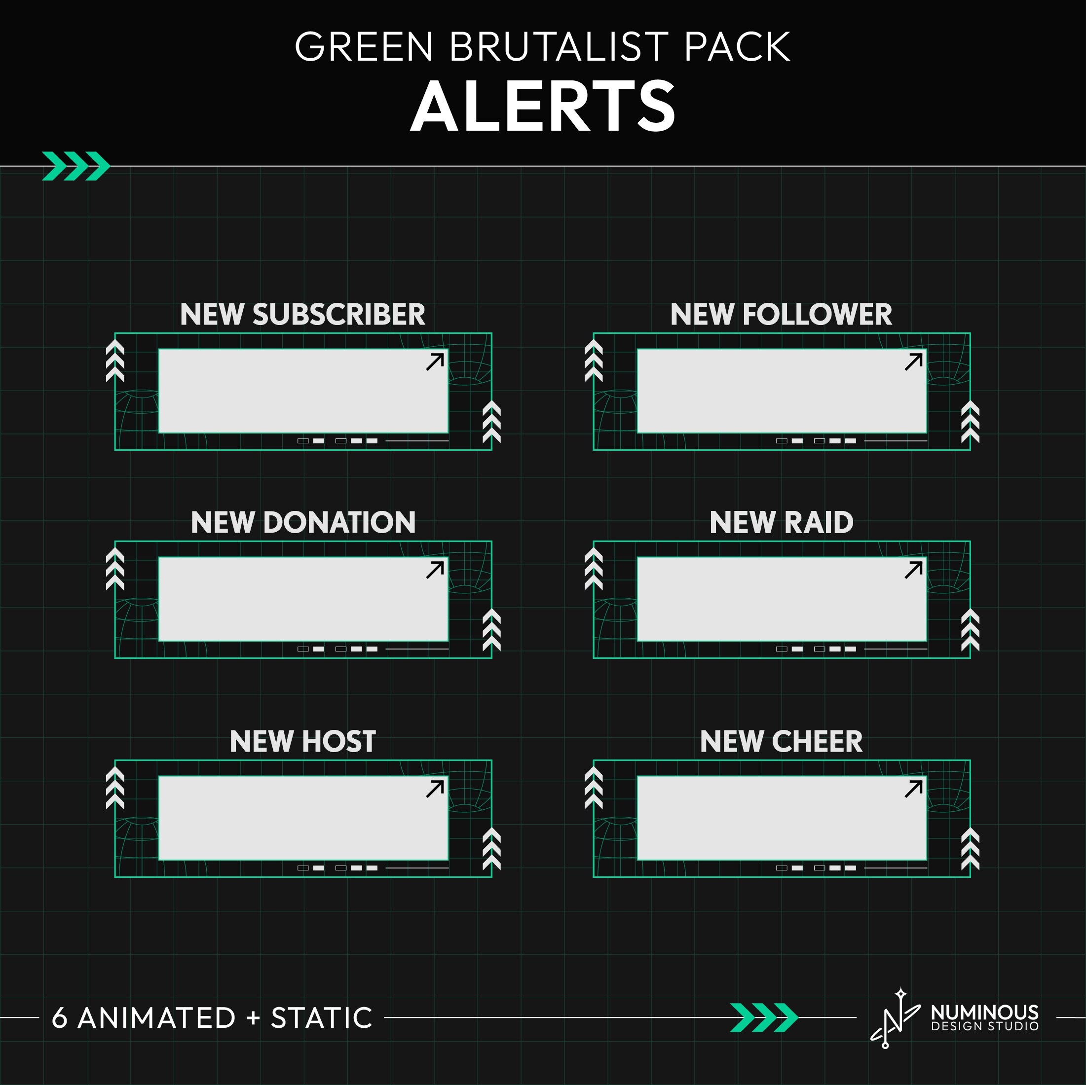 Green Brutalist Animated Twitch Stream Overlay Package | Screens ...