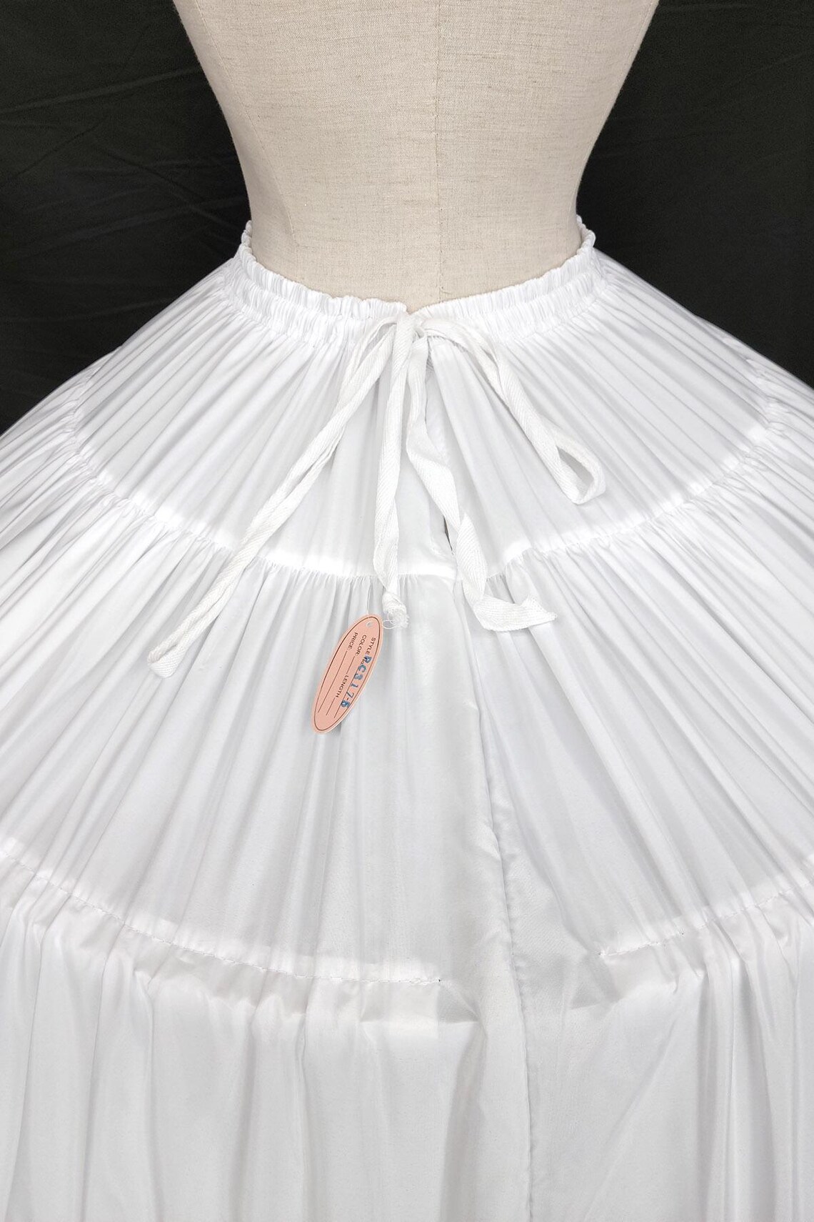 Large Crinoline Petticoat With 5 Metal Hoops and Elastic Lace up Waist ...