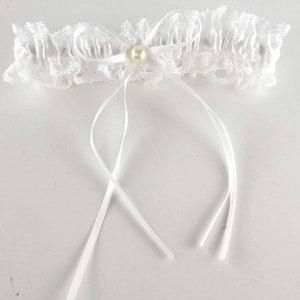 Wedding Lingerie Garter Belt With Pearl and Ribbon, One Size Fits All ...
