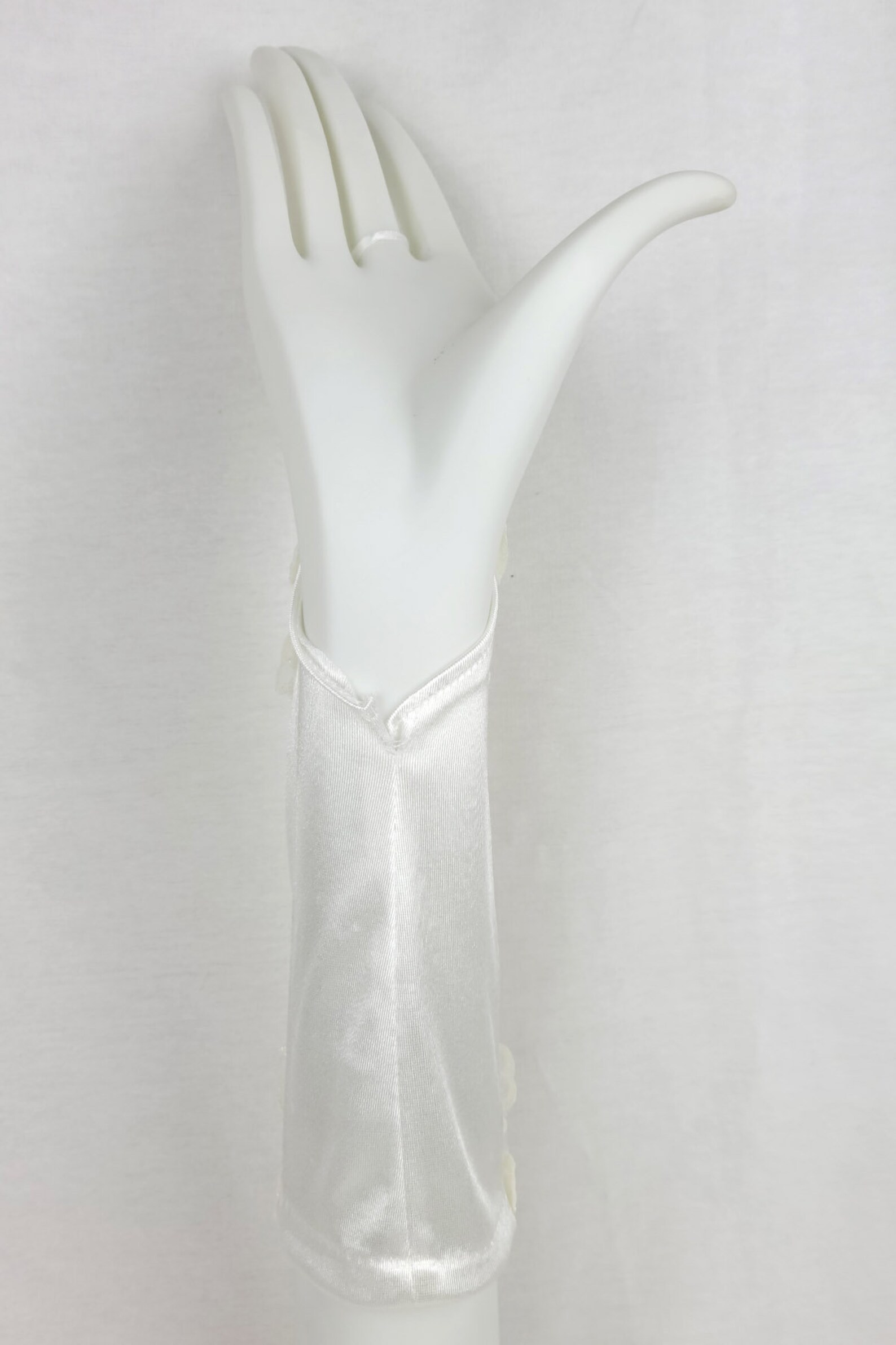 Pair of Sheer Lace and Satin Fingerless Evening Gloves With Sequins and ...