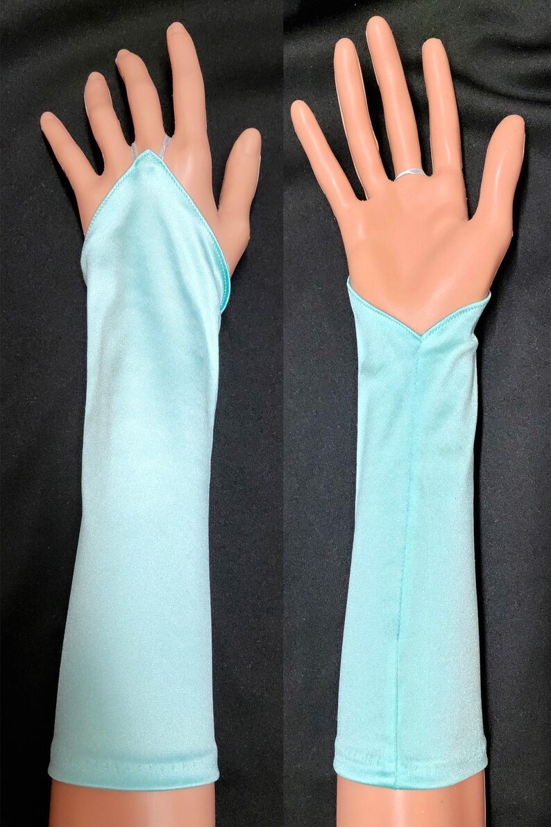 Pair of Fingerless Satin Evening Gloves, Multiple Color Options, for ...