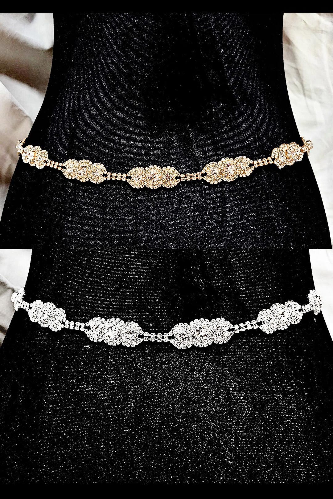 Crystal Jewel Belt With Rhinestones and Tie On/lace up Ivory Sashes ...